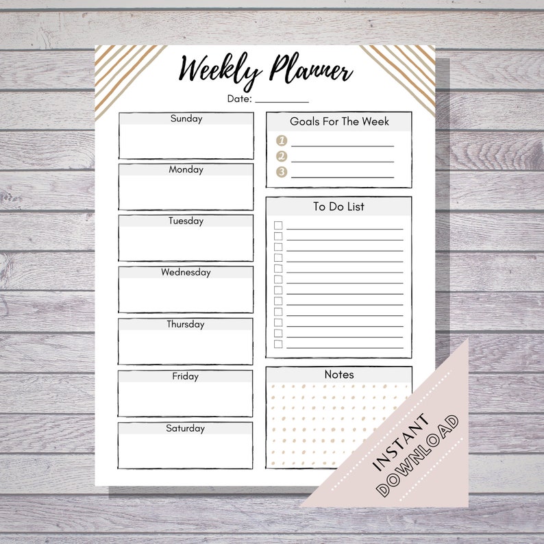 Weekly Planner Weekly Printable Week Organizer Weekly - Etsy