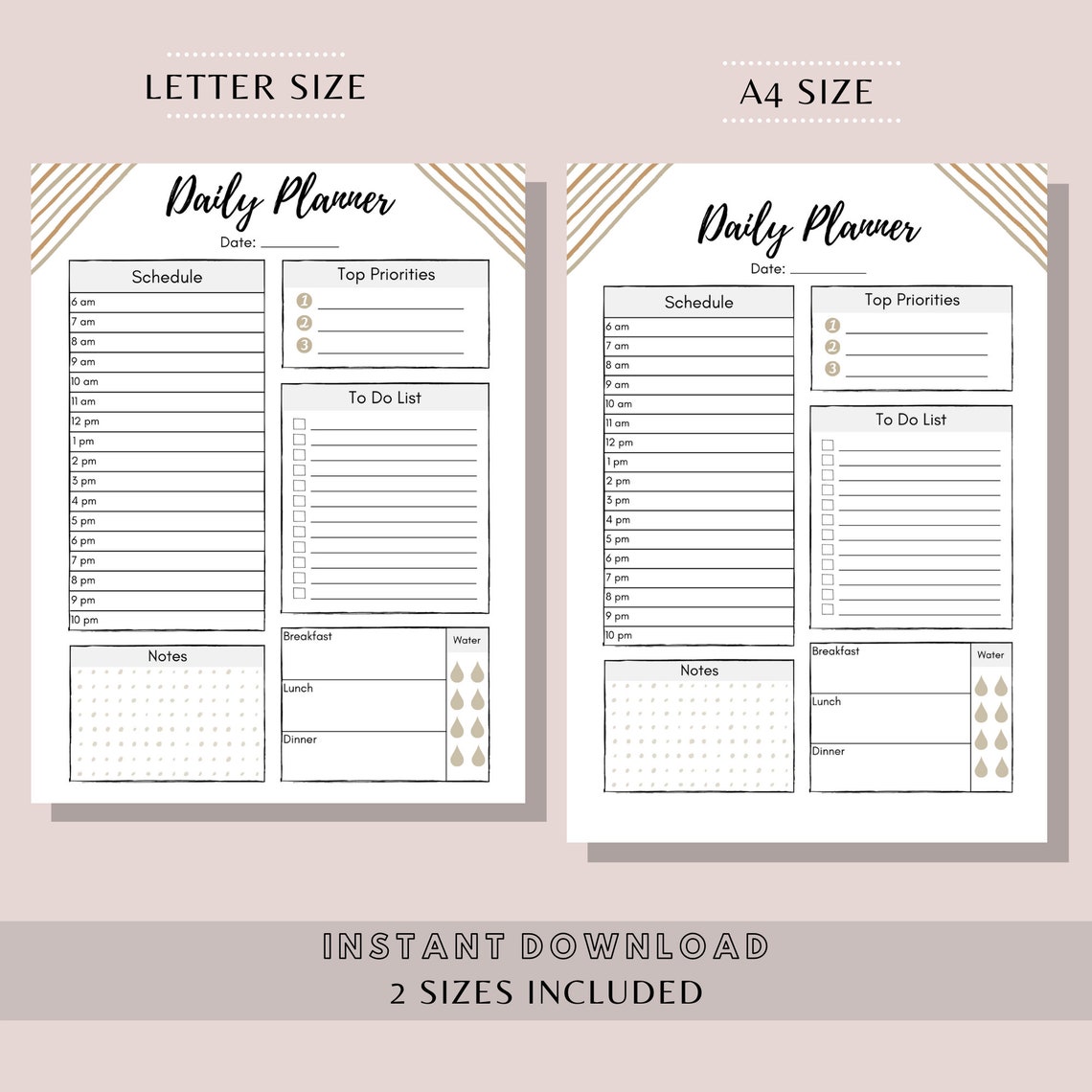 Daily Planner Page, Printable Day Plan, Daily Planner Page, Day Planner ...