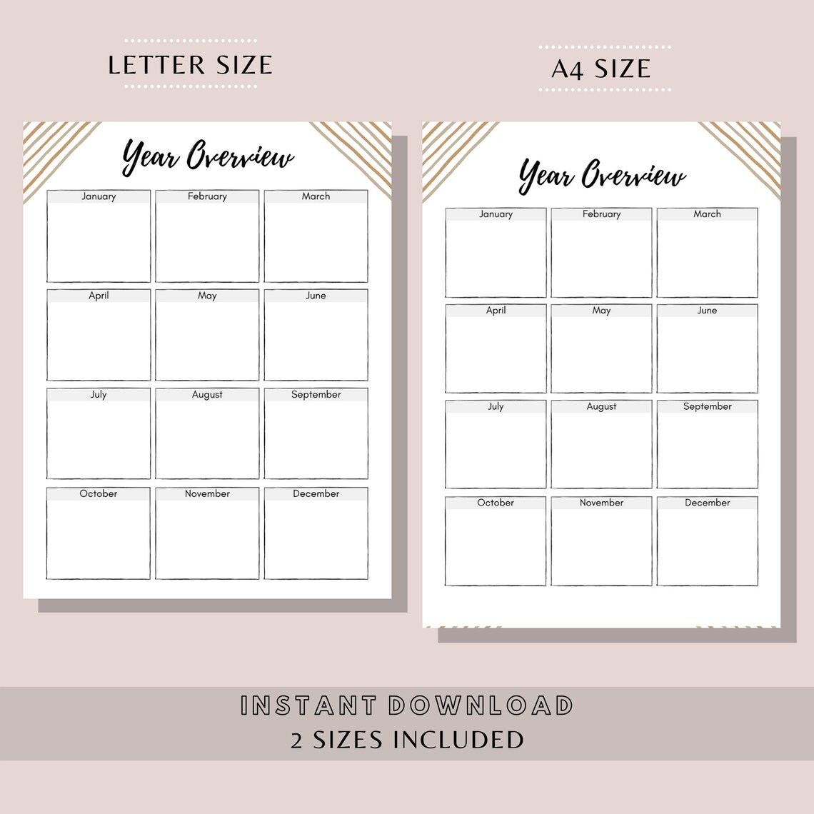 Year Overview, Yearly Planner, Planner Printable, Yearly Overview ...