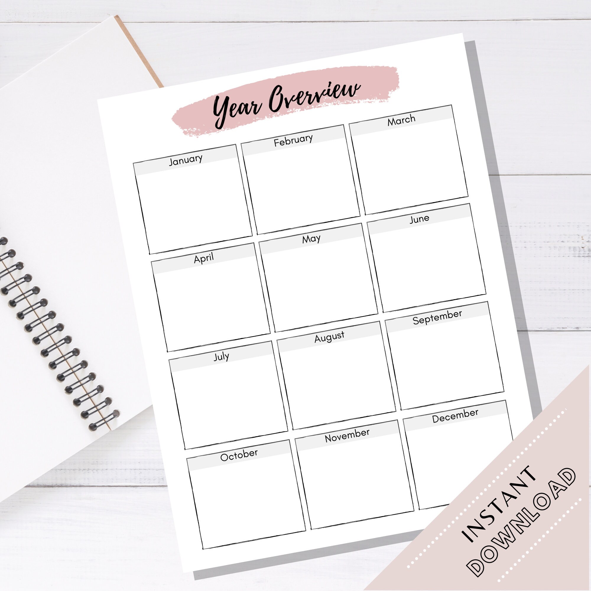 Year Overview, Yearly Planner, Planner Printable, Yearly Overview ...