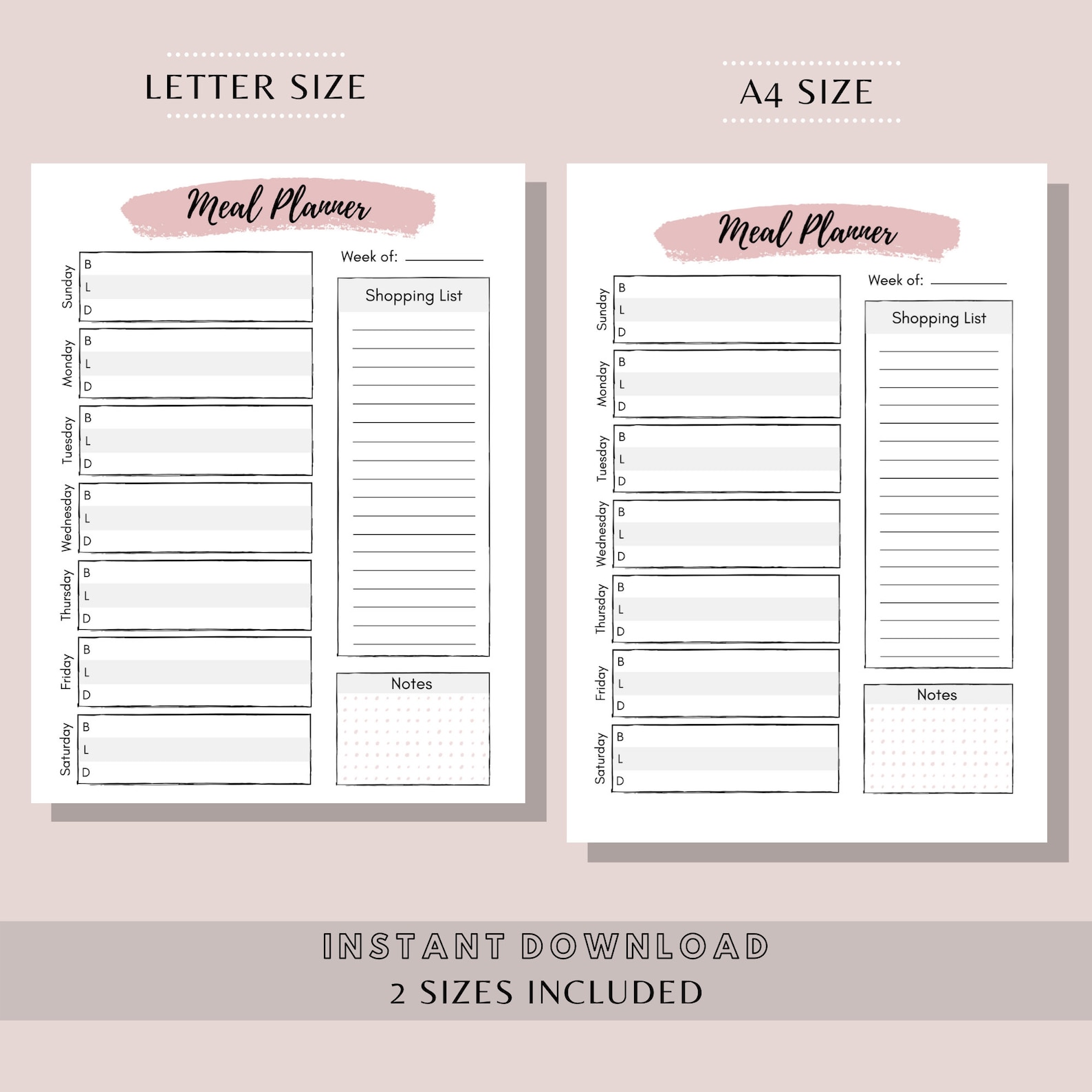 Meal Plan Printable Menu Plan Printable Weekly Menu Planner - Etsy