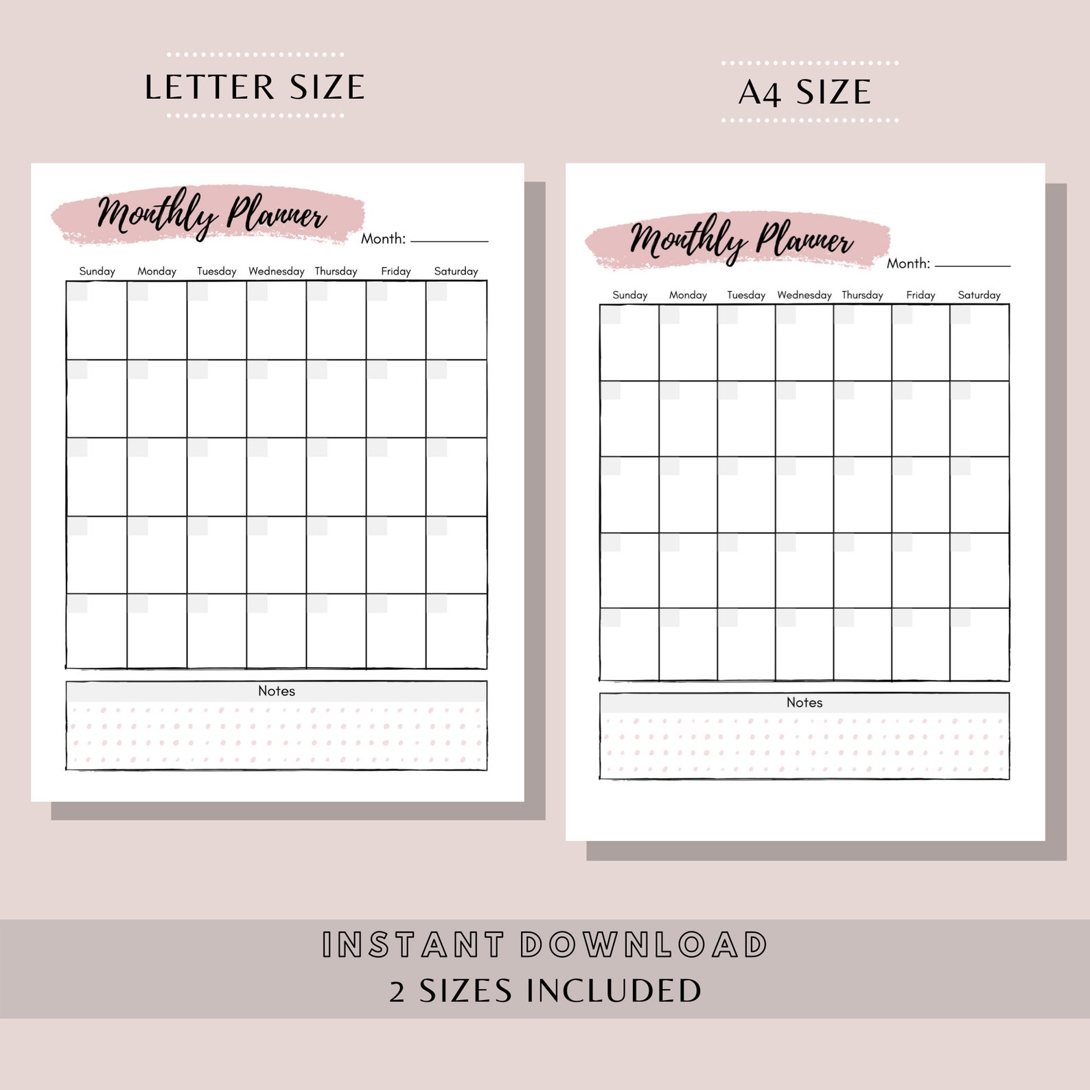Monthly Planner, Calendar Printable, Printable Planner, Monthly Planner ...