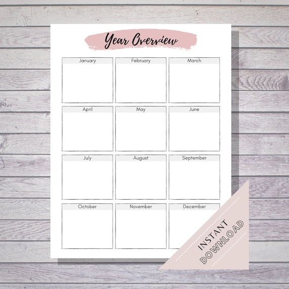 Year Overview Yearly Planner Planner Printable Yearly | Etsy