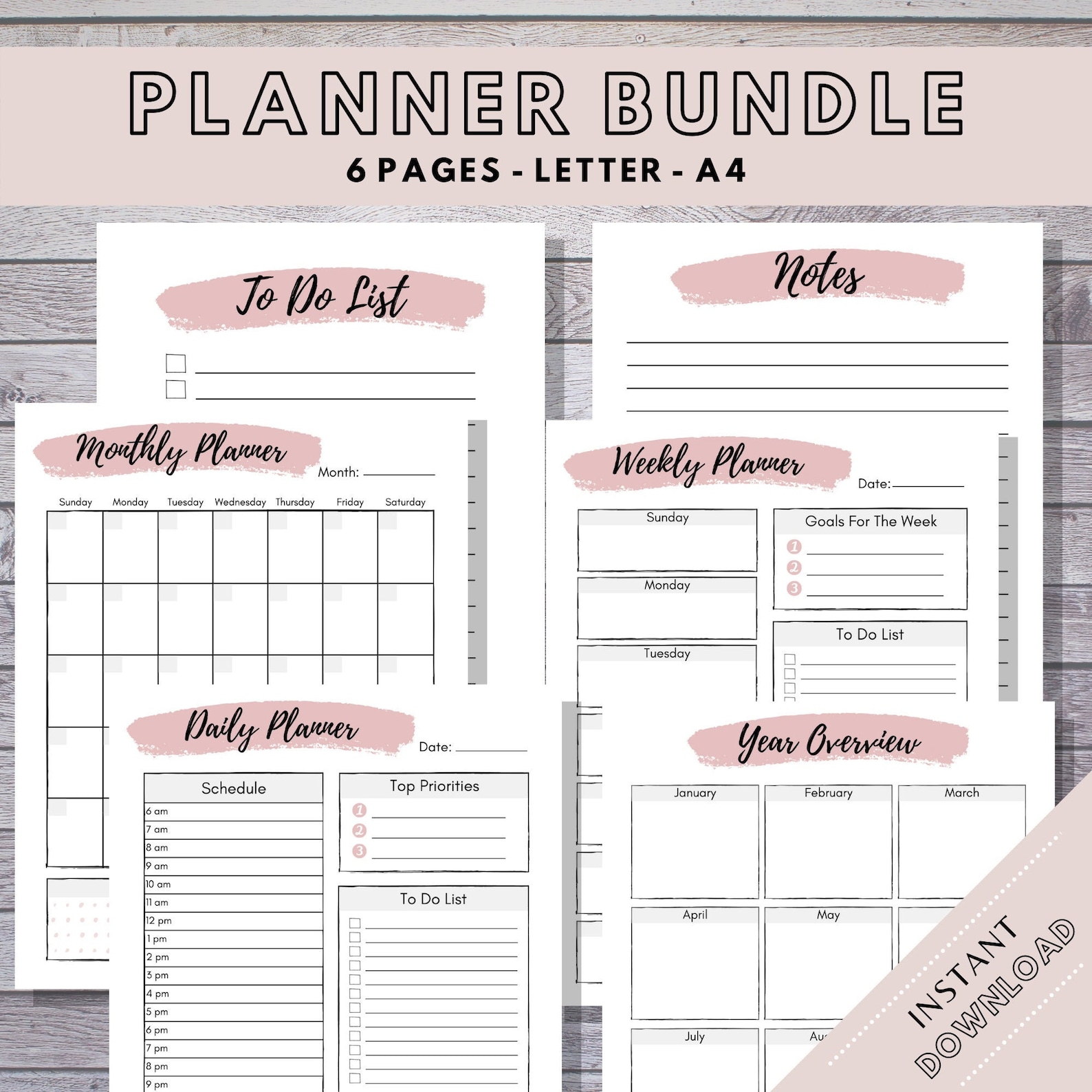 Planner Bundle, Printable Planners, Planner Pack, Life Planner Digital ...