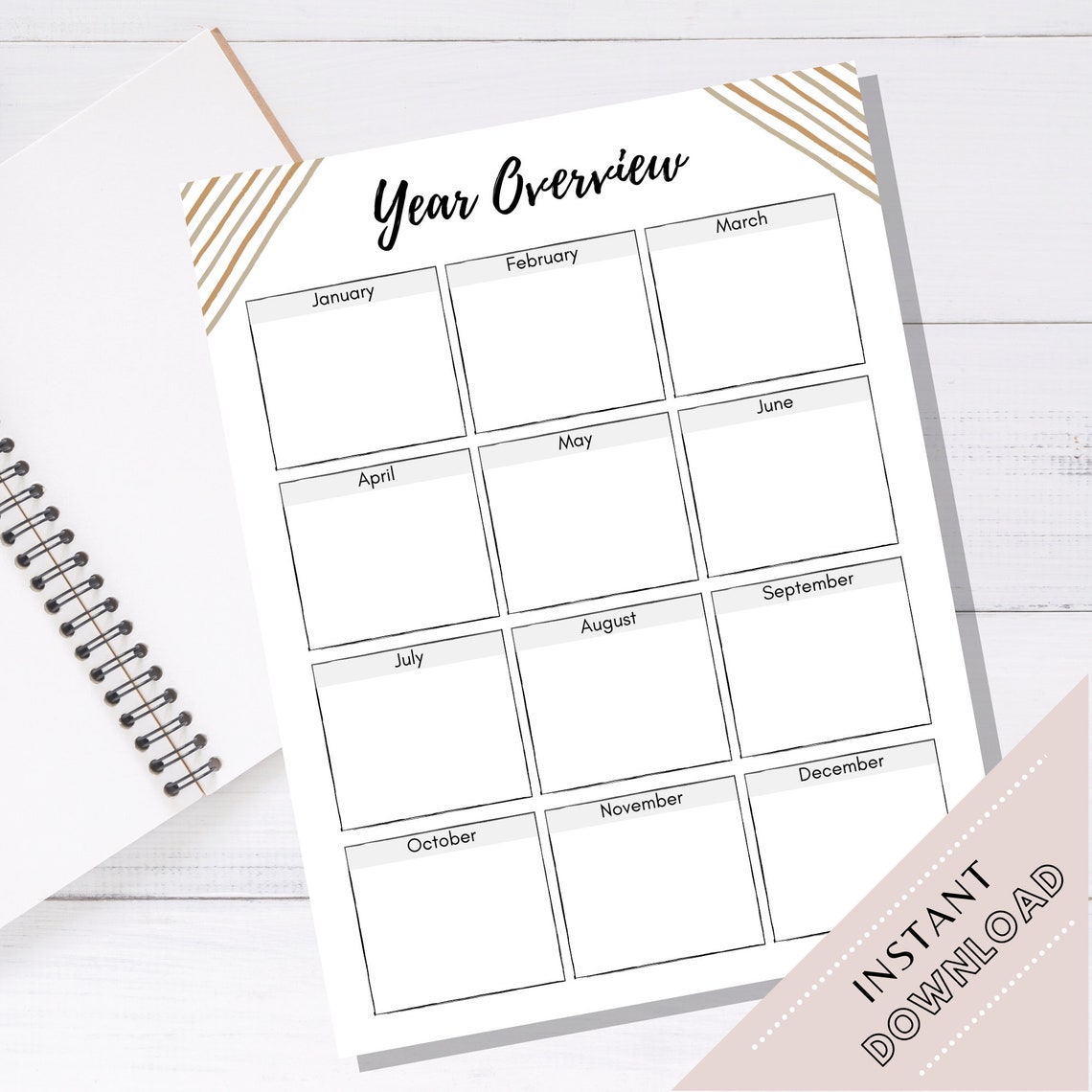 Year Overview, Yearly Planner, Planner Printable, Yearly Overview ...