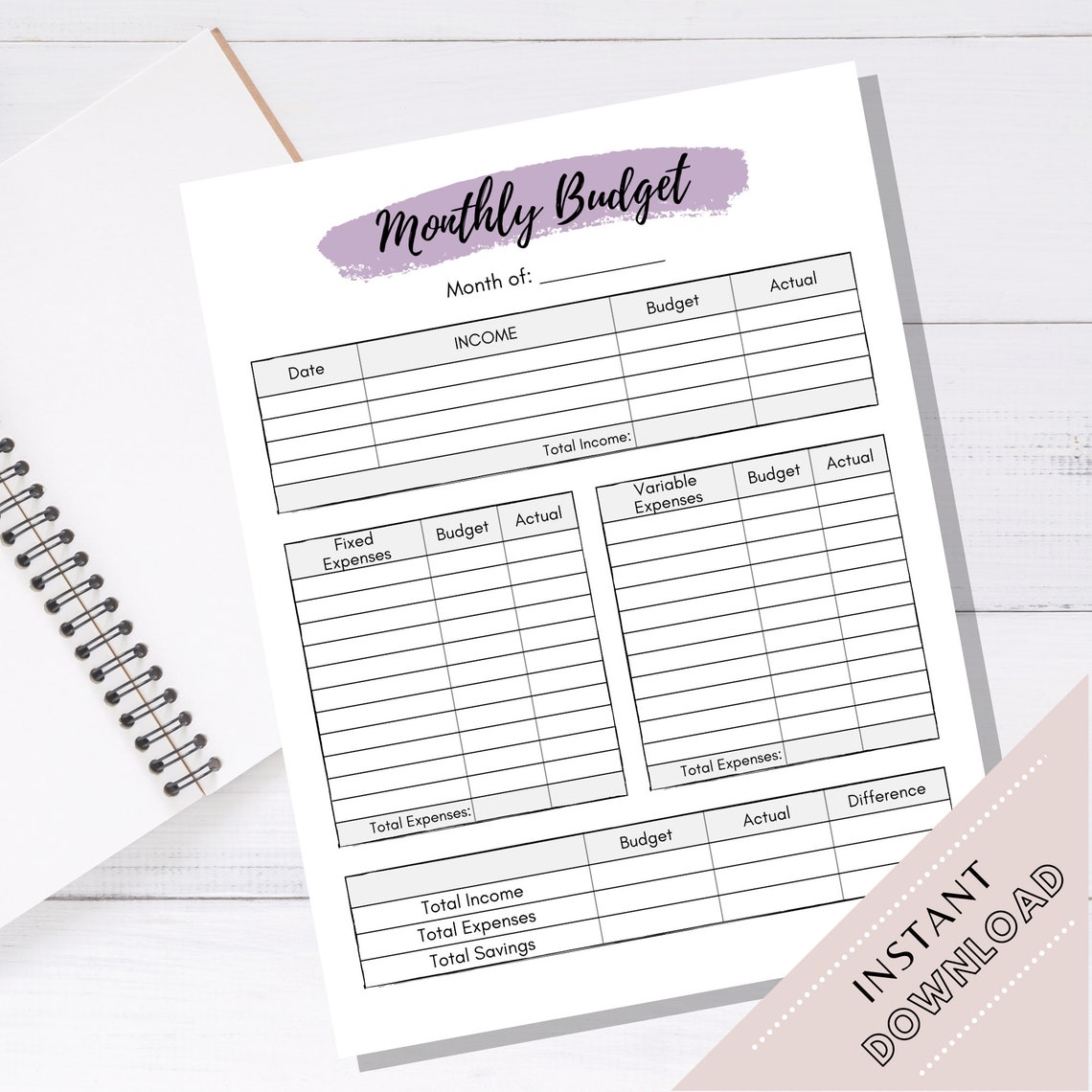 Monthly Budget Sheet, Digital Budget Sheet, Monthly Budget Plan, Budget ...