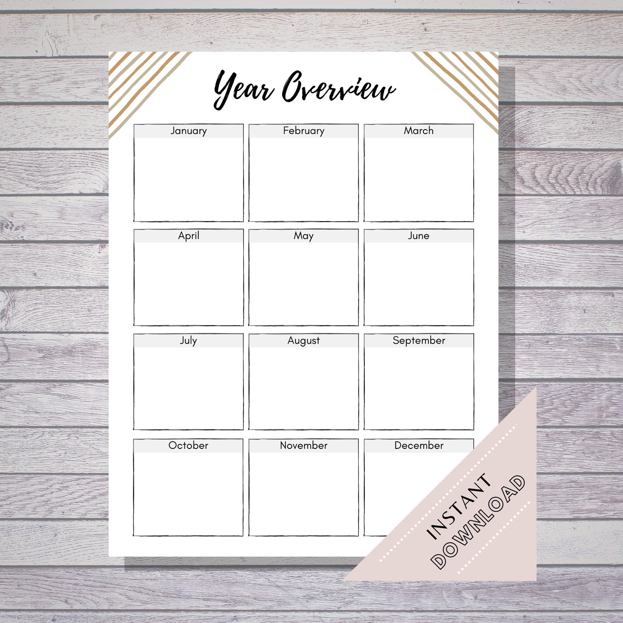 Year Overview, Yearly Planner, Planner Printable, Yearly Overview ...