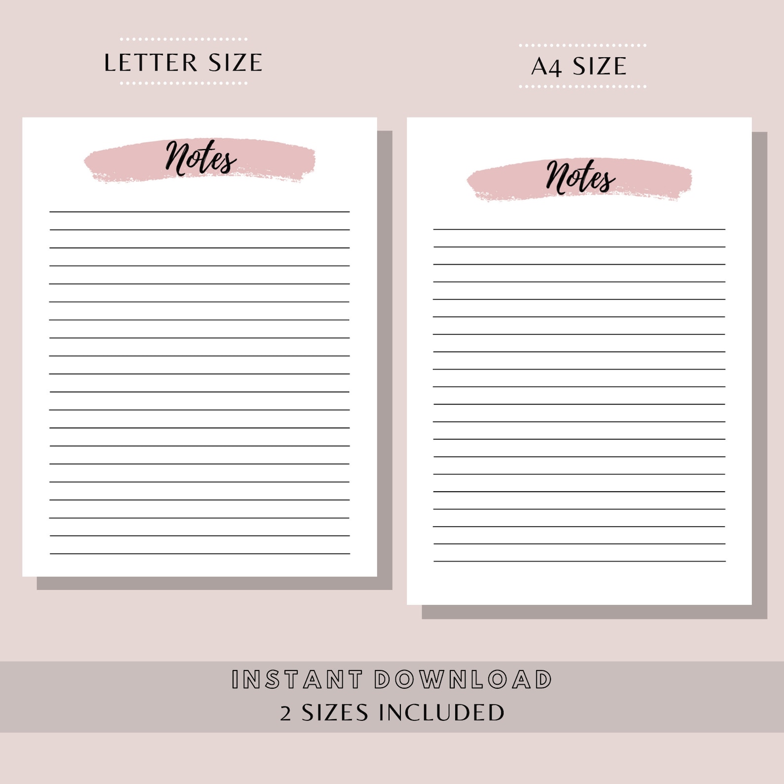 Notes Page Printable, Lined Note Paper, Notes Page Planner, Printable ...