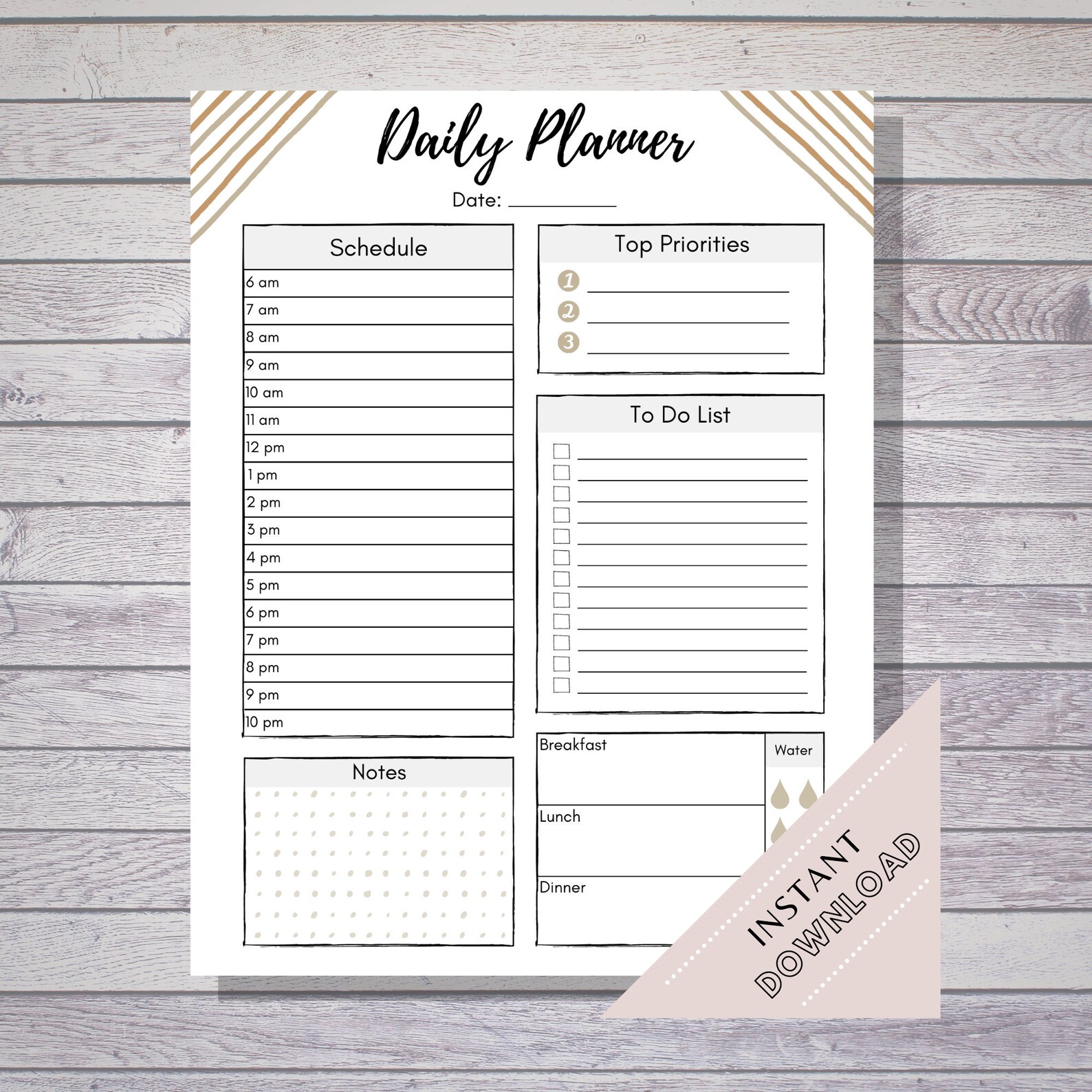 Daily Planner Page, Printable Day Plan, Daily Planner Page, Day Planner ...