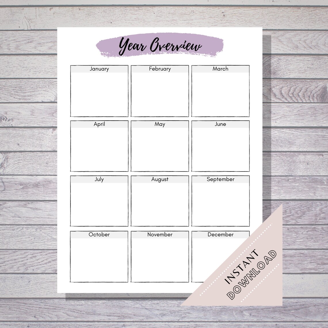 Year Overview, Yearly Planner, Planner Printable, Yearly Overview ...