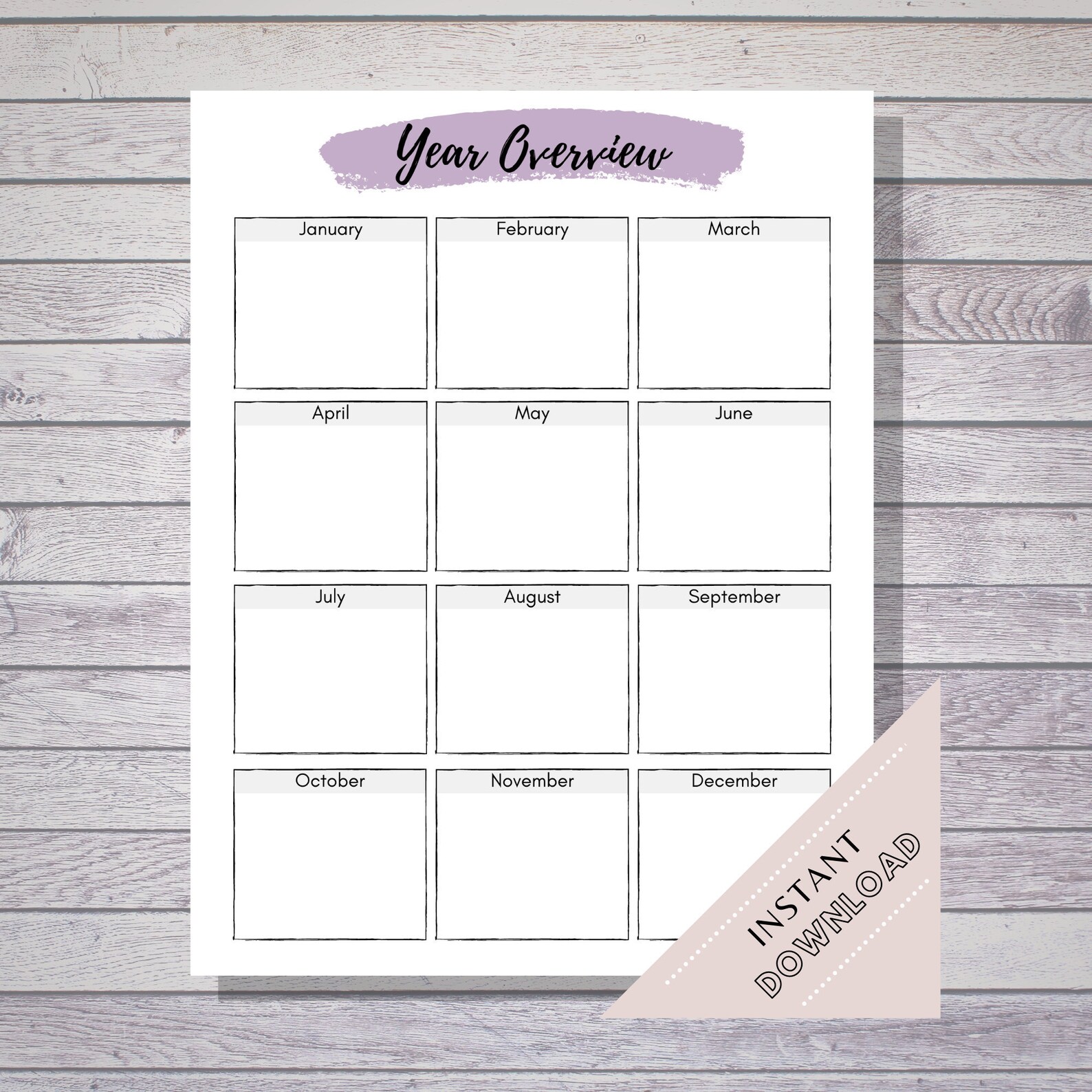 Year Overview, Yearly Planner, Planner Printable, Yearly Overview ...