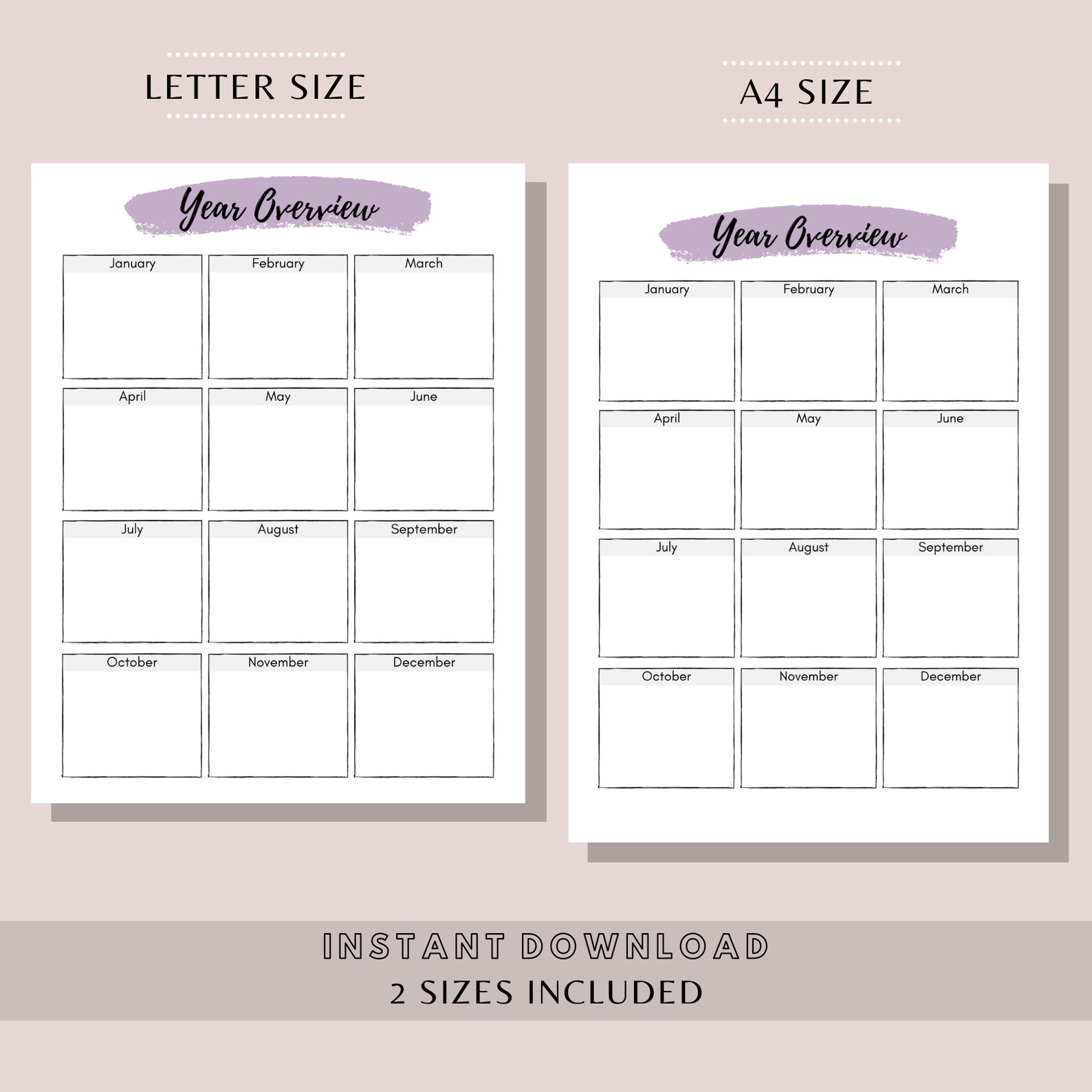 Year Overview, Yearly Planner, Planner Printable, Yearly Overview ...