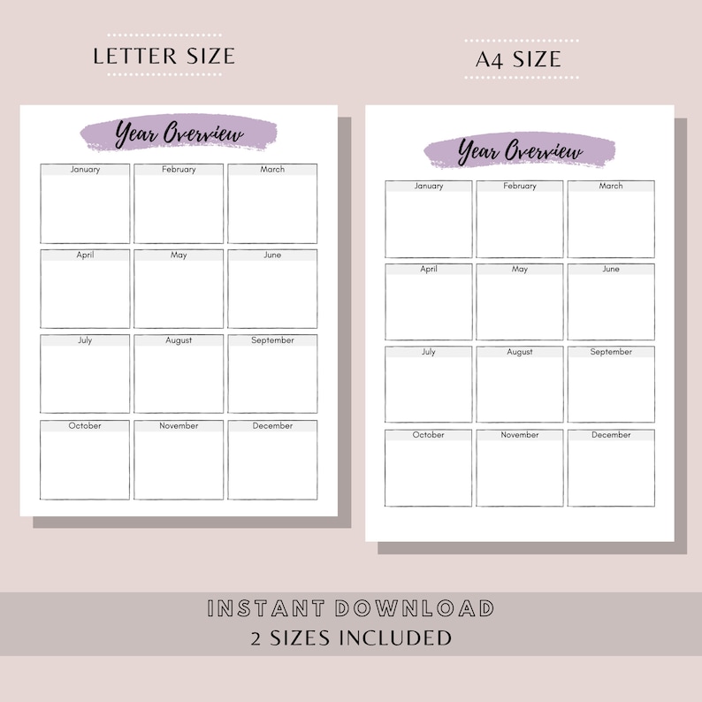 Year Overview, Yearly Planner, Planner Printable, Yearly Overview ...