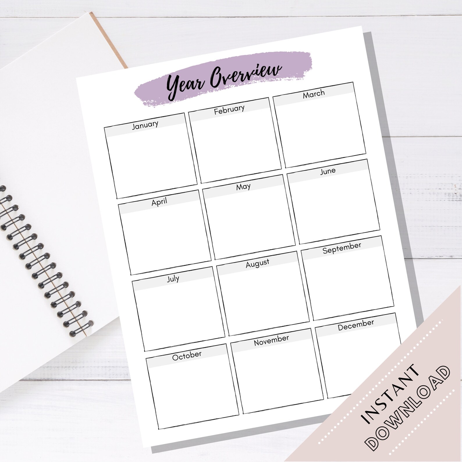 Year Overview, Yearly Planner, Planner Printable, Yearly Overview ...