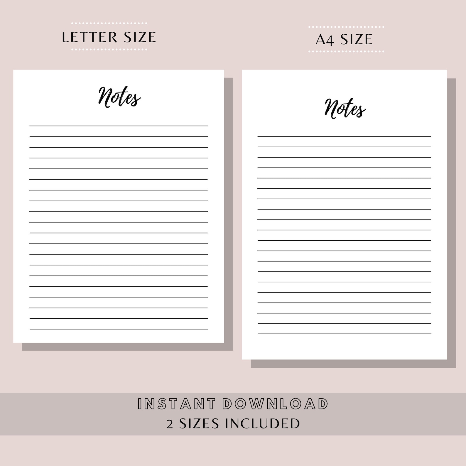 Notes Page Printable, Lined Note Paper, Notes Page Planner, Printable ...