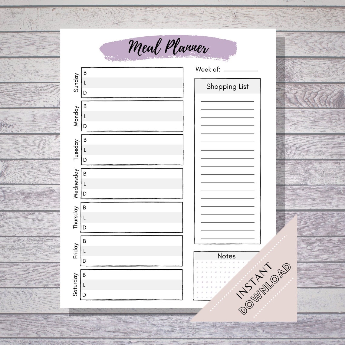 Meal Plan Printable, Menu Plan Printable, Weekly Menu Planner ...