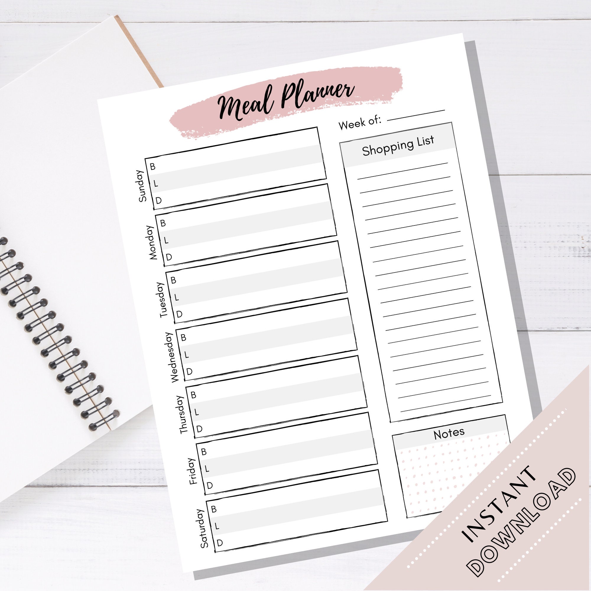 Meal Plan Printable Menu Plan Printable Weekly Menu Planner - Etsy