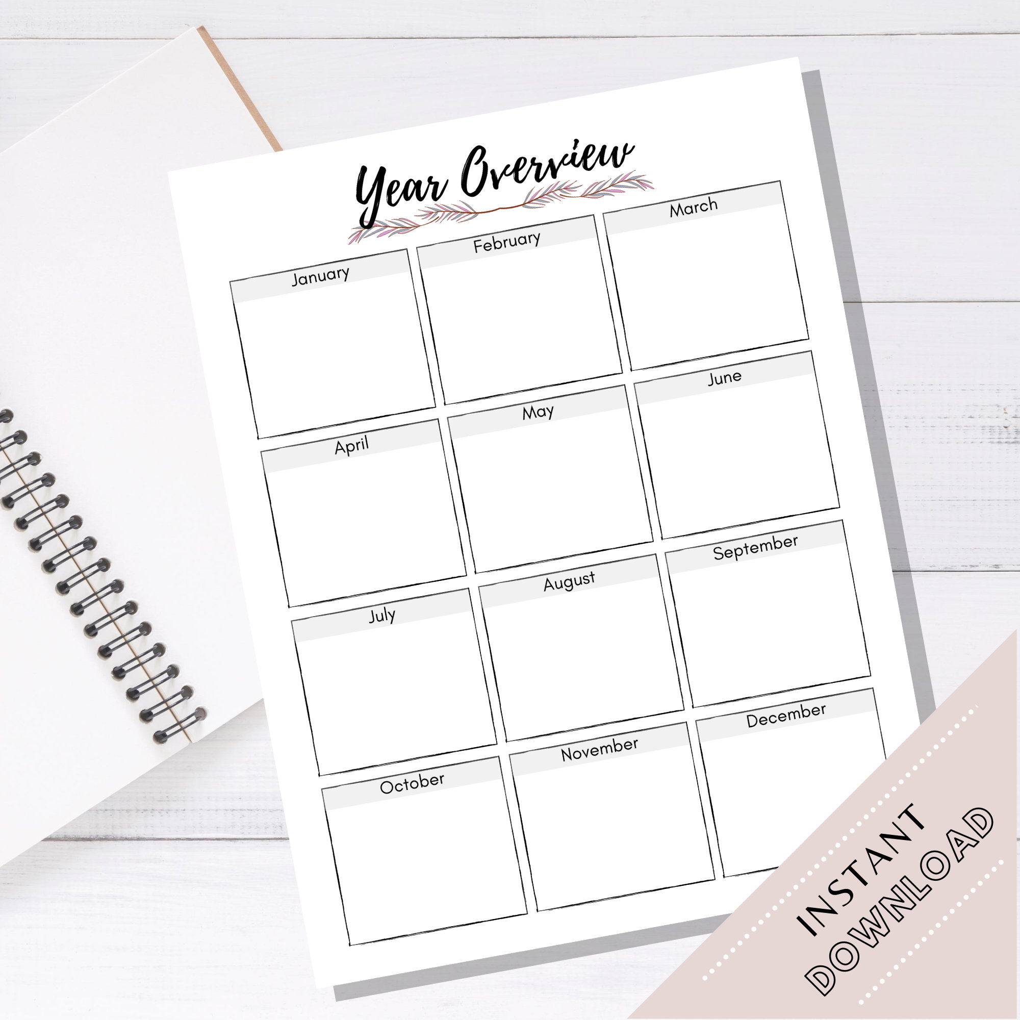 Year Overview, Yearly Planner, Planner Printable, Yearly Overview ...