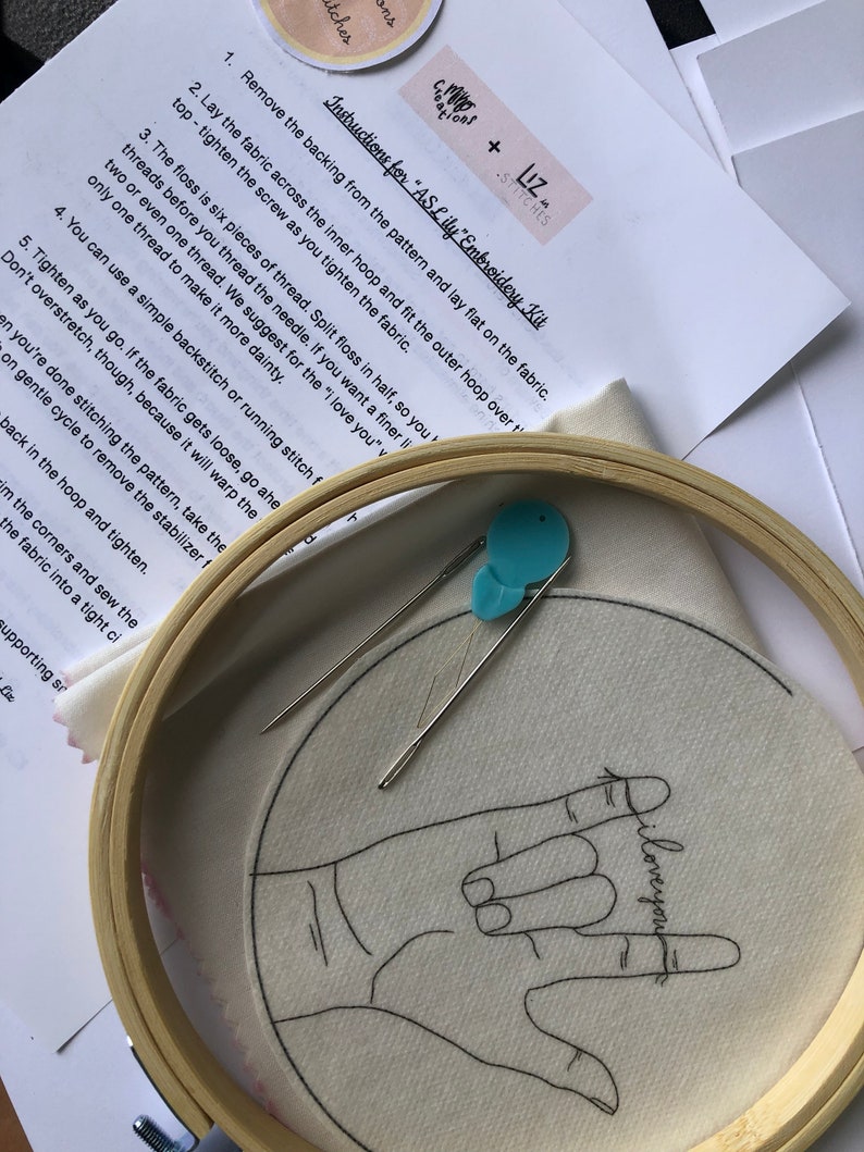 ASL ILY Hand Embroidery Kit - Etsy