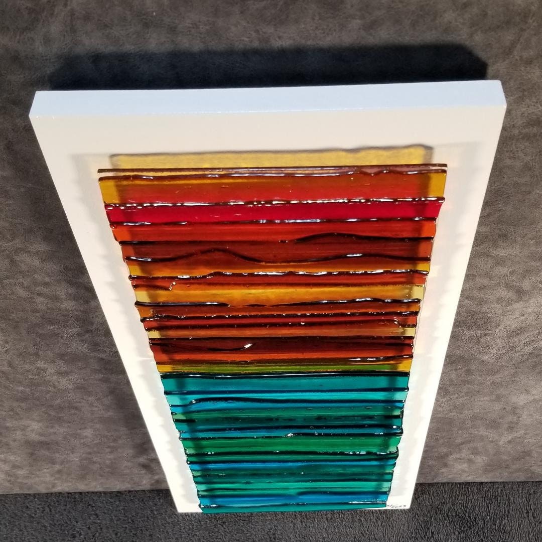 Sunset: Fused Glass Art Modern Glass Wall Art Glass Wall Sculpture ...