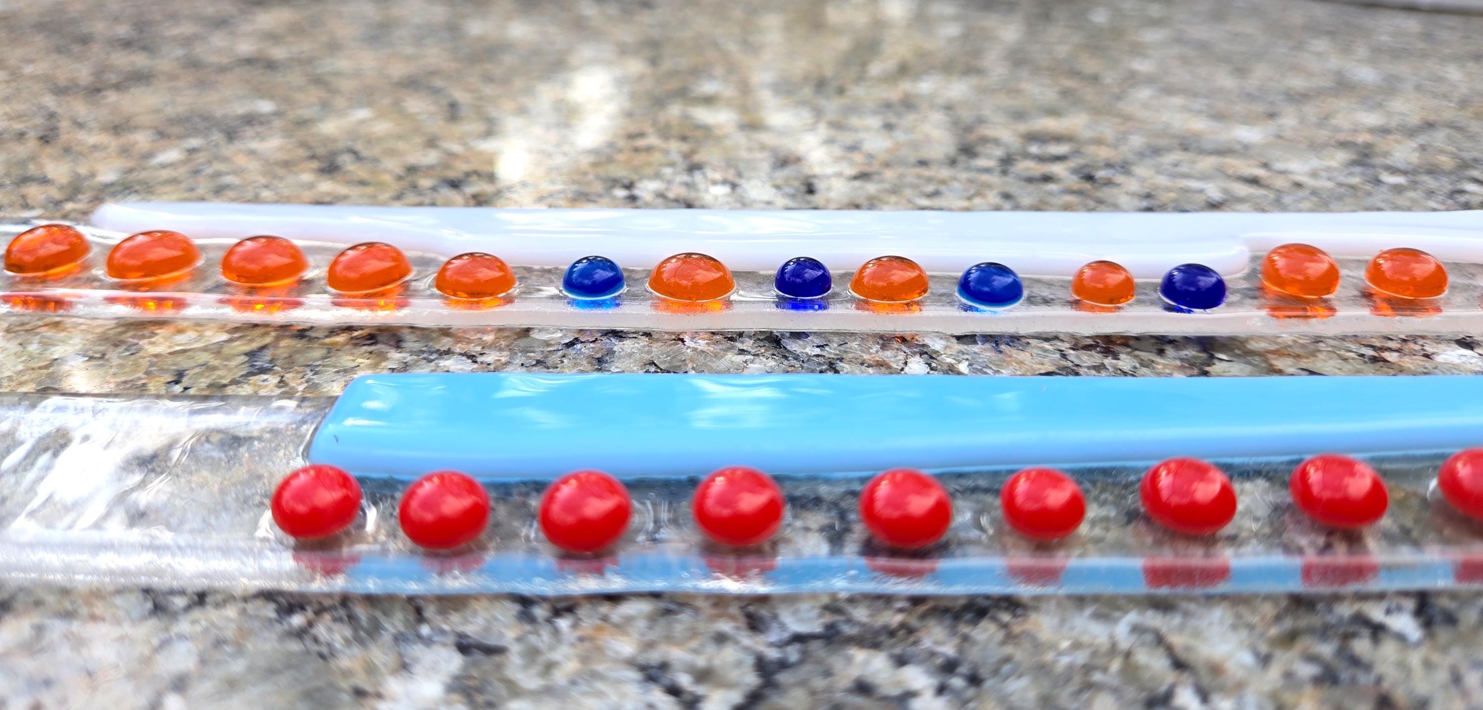 Baby Blue With Persimmon Colored Fused Glass Pearls or White and Orange ...