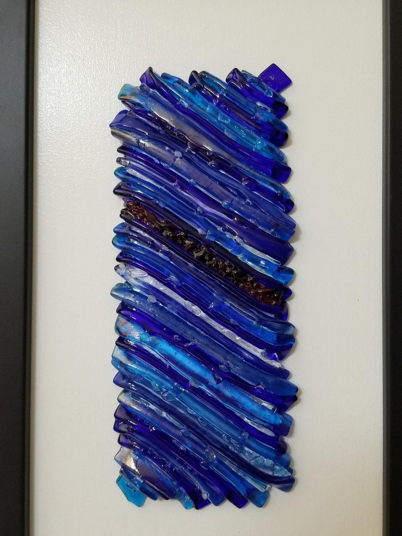 Fused Blue Glass Wall Art, Modern Glass Wall Art, Beach House Wall Art ...