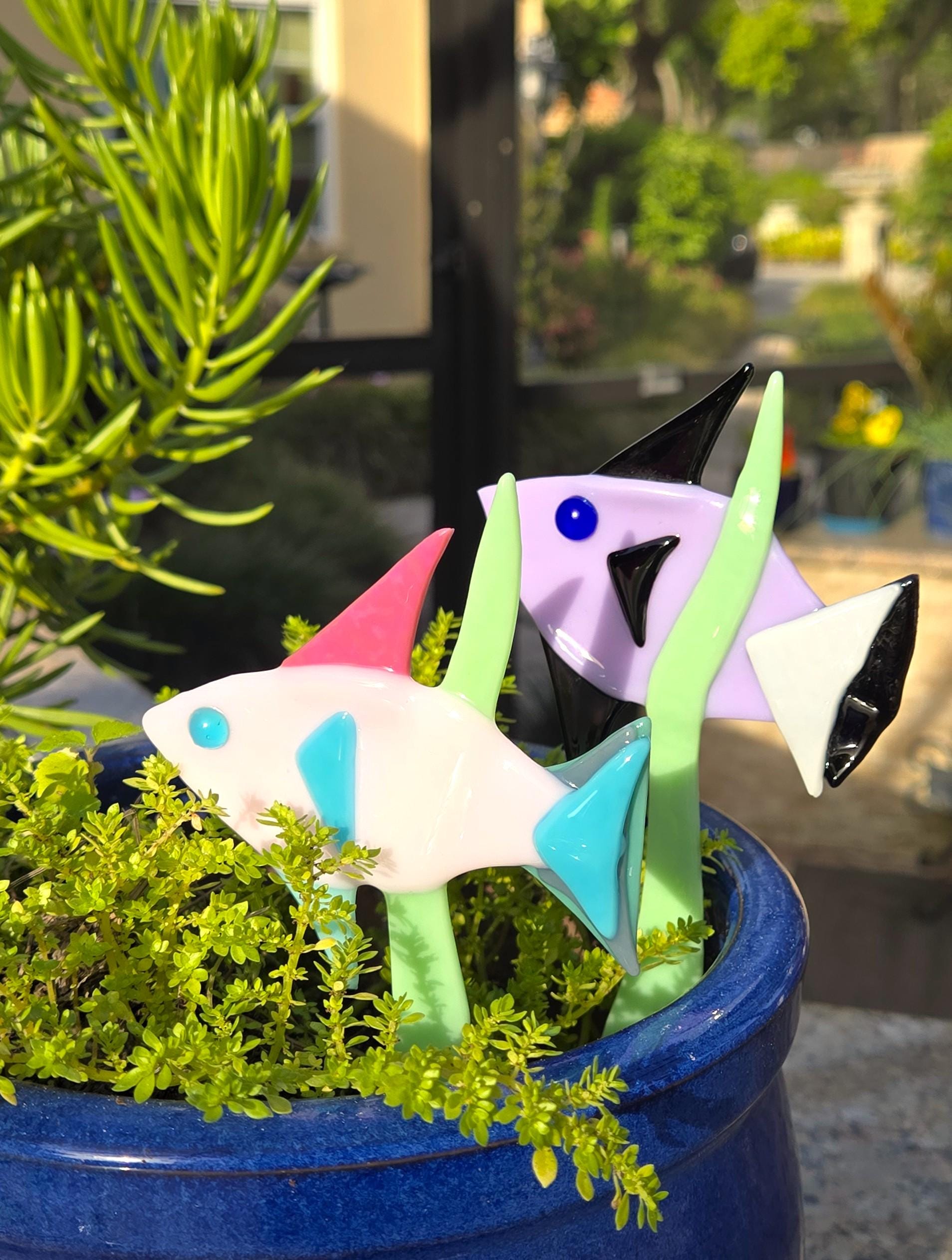 Pastel Fish Suncatcher Plant Stake: Fused Glass Garden Art - Etsy