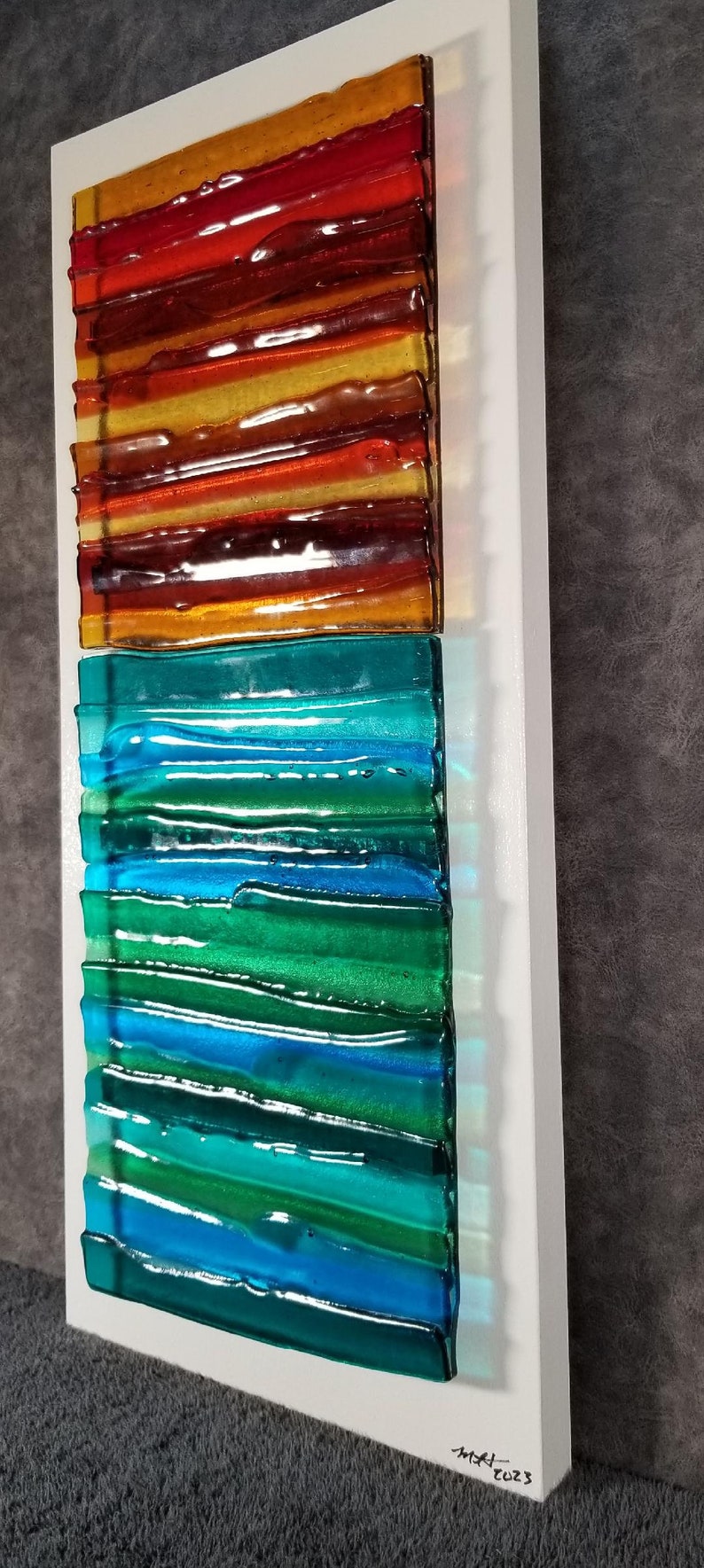 Sunset: Fused Glass Art , Modern Glass Wall Art, Glass Wall Sculpture ...