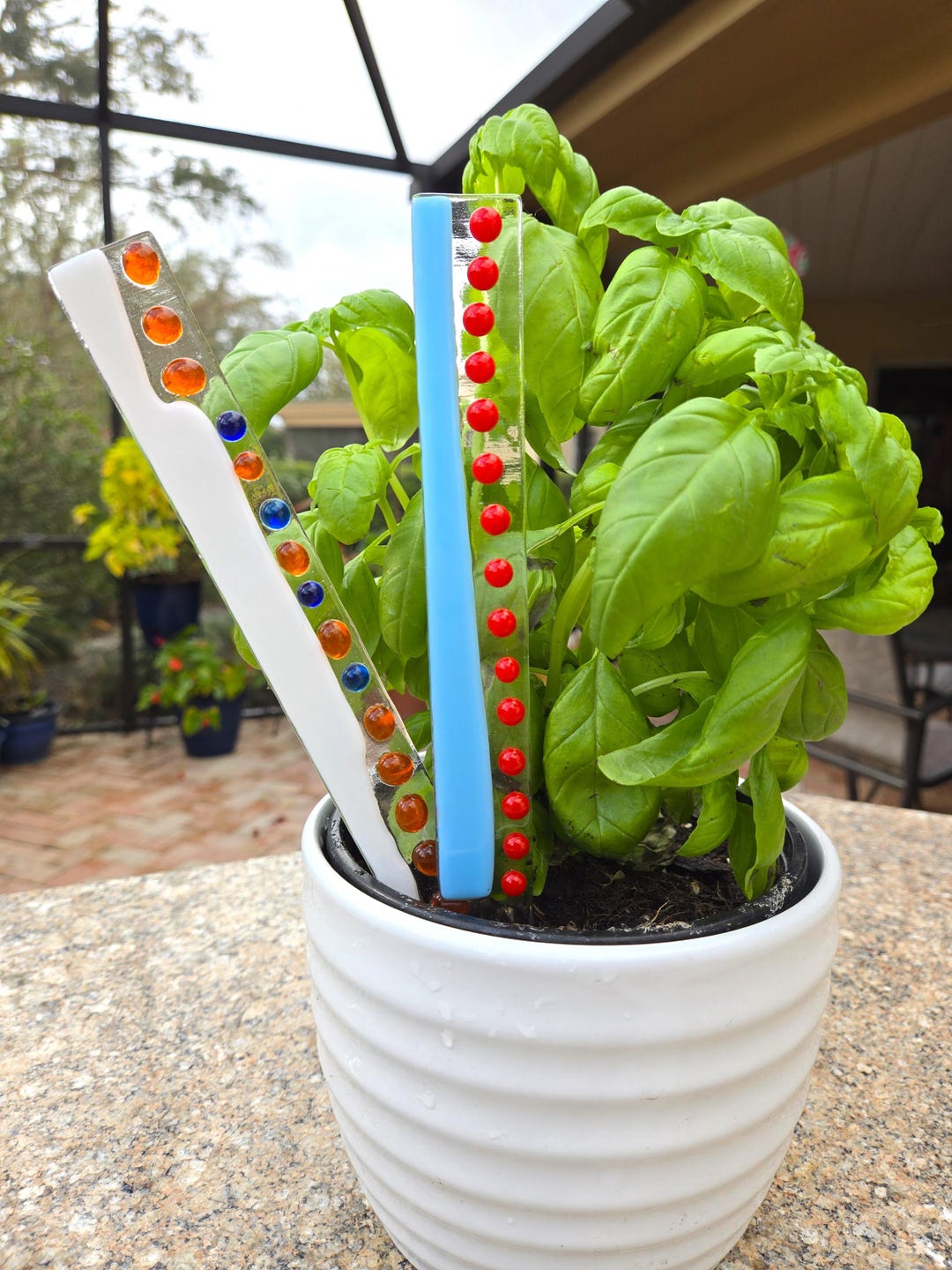 Baby Blue With Persimmon Colored Fused Glass Pearls or White and Orange ...