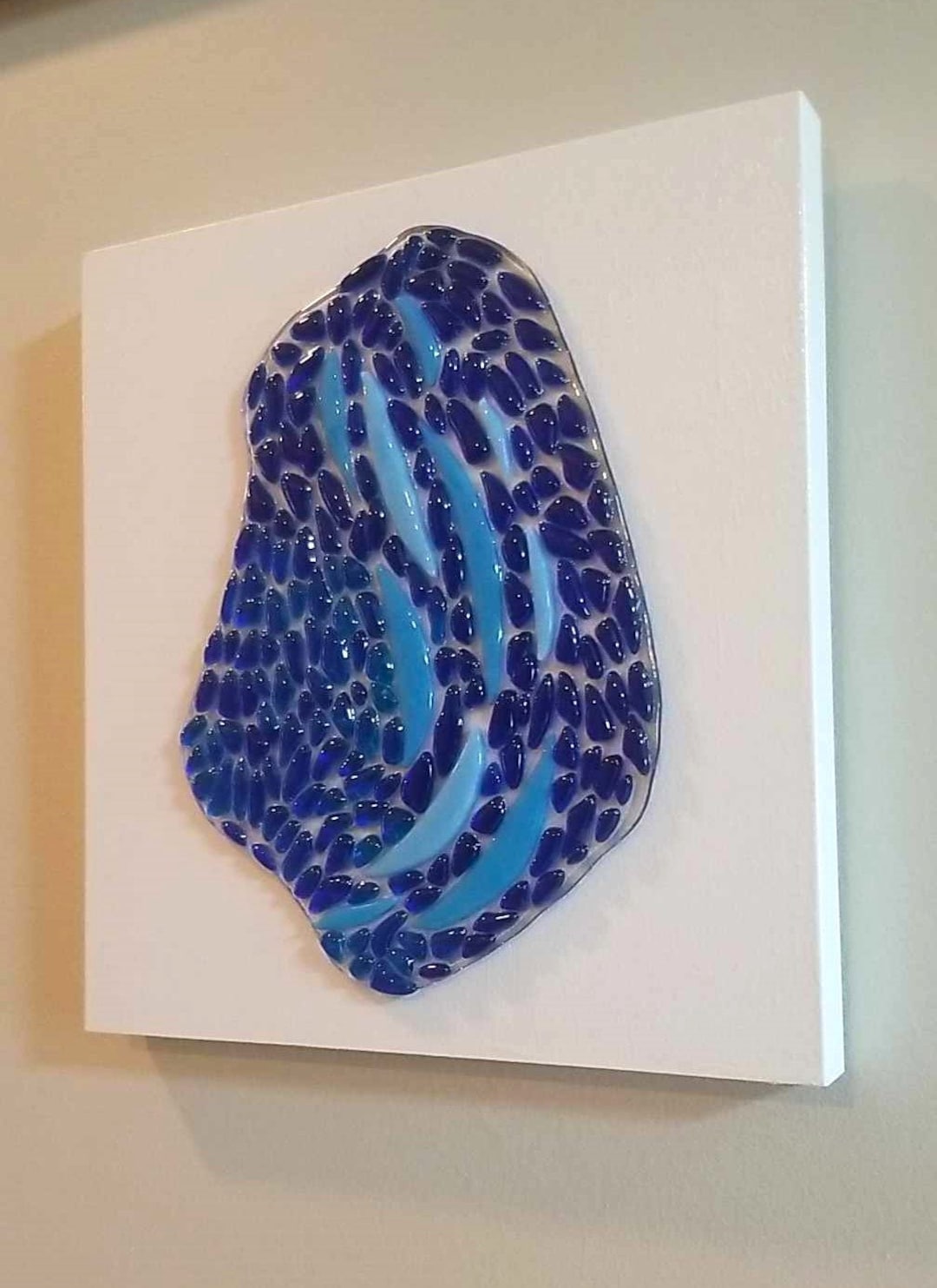 Ocean Blue Abstract: Fused Glass Art , Modern Glass Wall Art, Glass ...