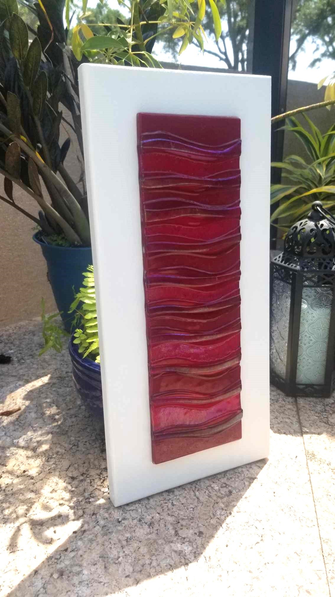Reds: Fused Glass Art , Modern Glass Wall Art, Glass Wall Sculpture ...