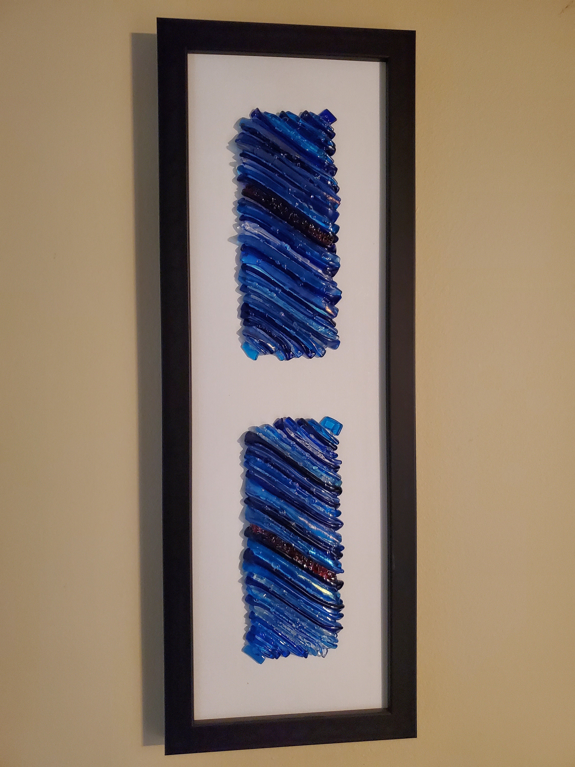 Fused Blue Glass Wall Art Modern Glass Wall Art Beach House Wall Art Glass Sculpture Etsy