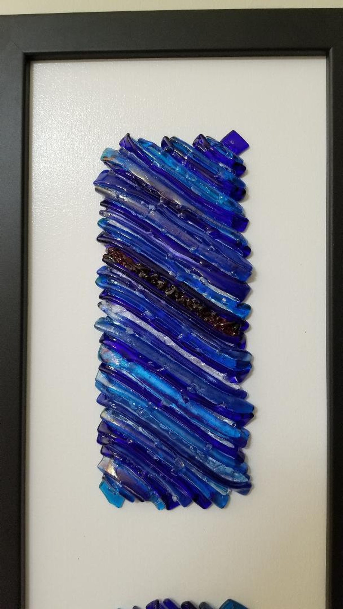 Fused Blue Glass Wall Art Modern Glass Wall Art Beach House Wall Art Glass Sculpture Etsy