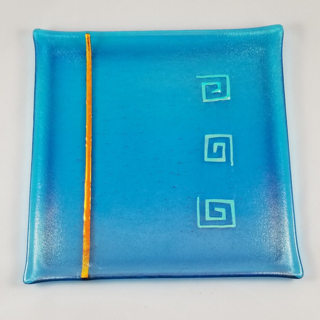 Iridescent Decorative/food Safe Plate or Trinket Tray, 9" X 9" Fused ...