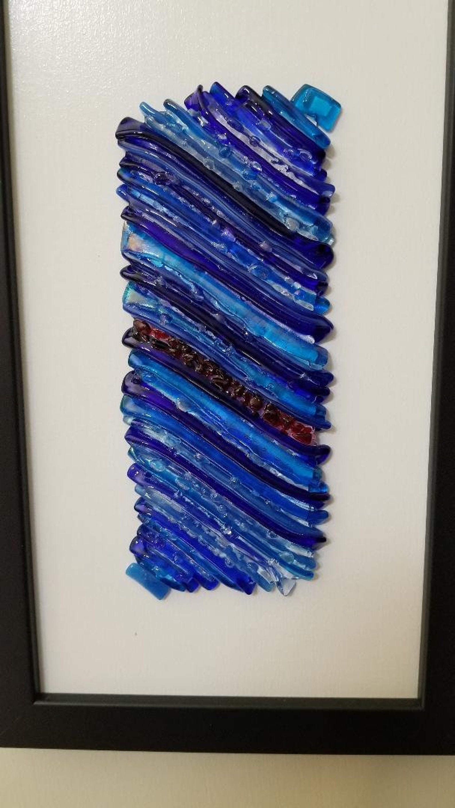 Fused Blue Glass Wall Art, Modern Glass Wall Art, Beach House Wall Art ...