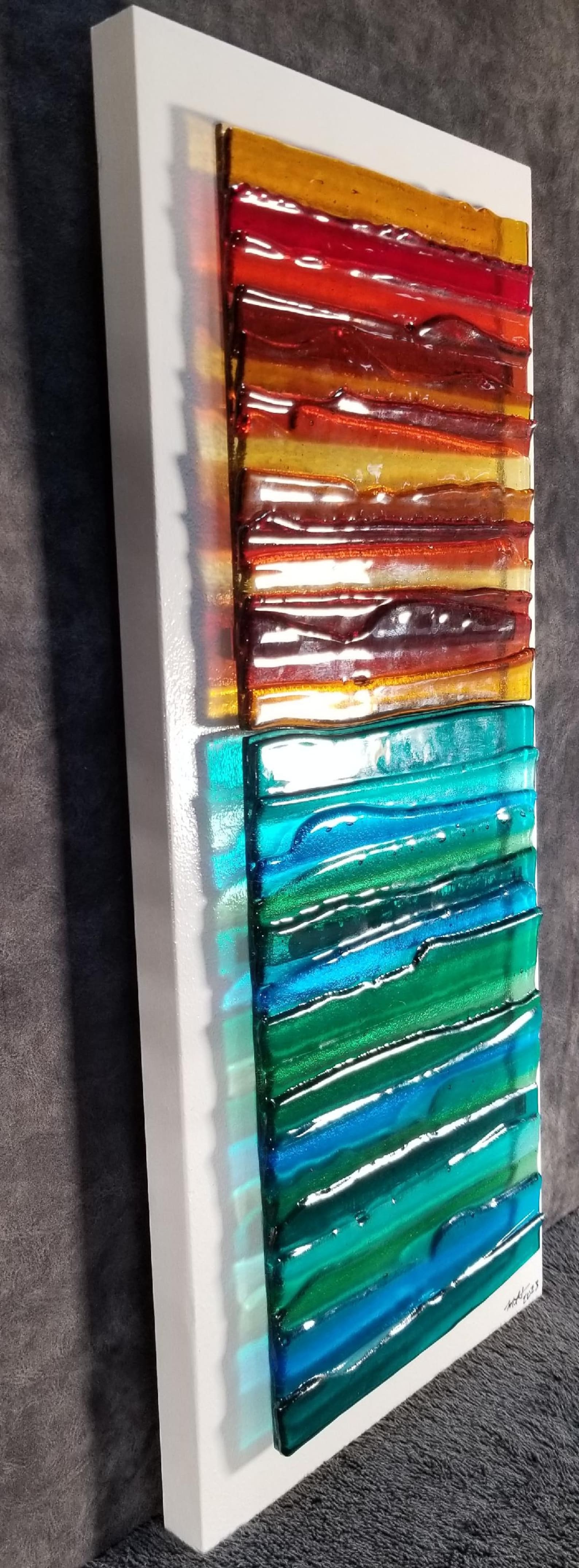 Sunset: Fused Glass Art , Modern Glass Wall Art, Glass Wall Sculpture ...