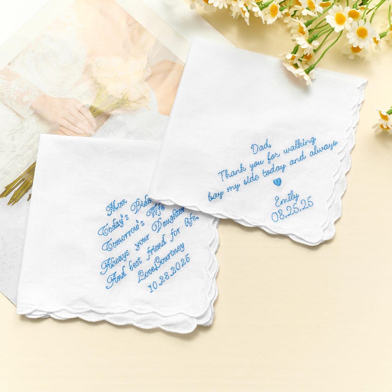 Personalized Embroidered Wedding Handkerchief, Custom Embroidered ...