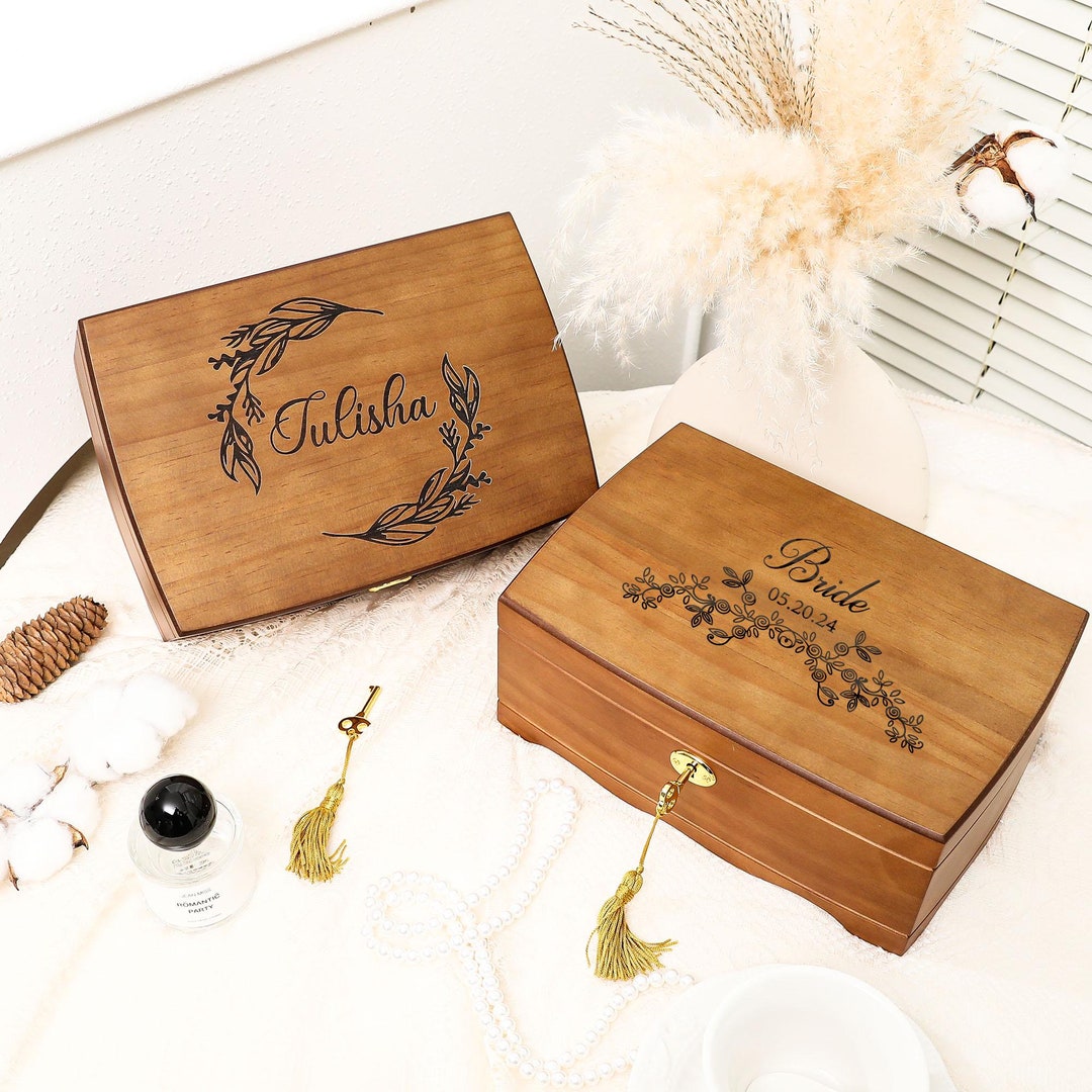 Personalized Wooden Jewelry Box, Custom Engraved Wooden Box With ...