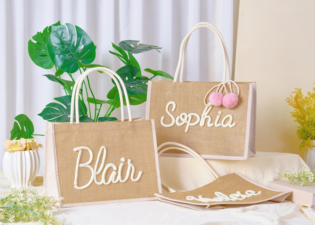 Personalized Handmade Tote Bag, Personalized Burlap Totes, Bridesmaid ...
