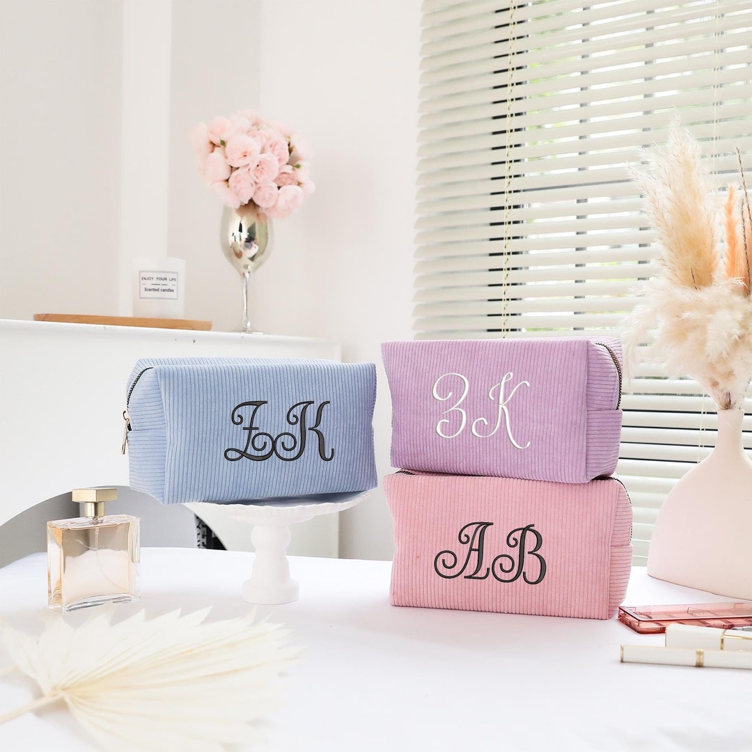 Monogram Toiletry Makeup Bag, Custom Embroidered Makeup Bag,cosmetic ...