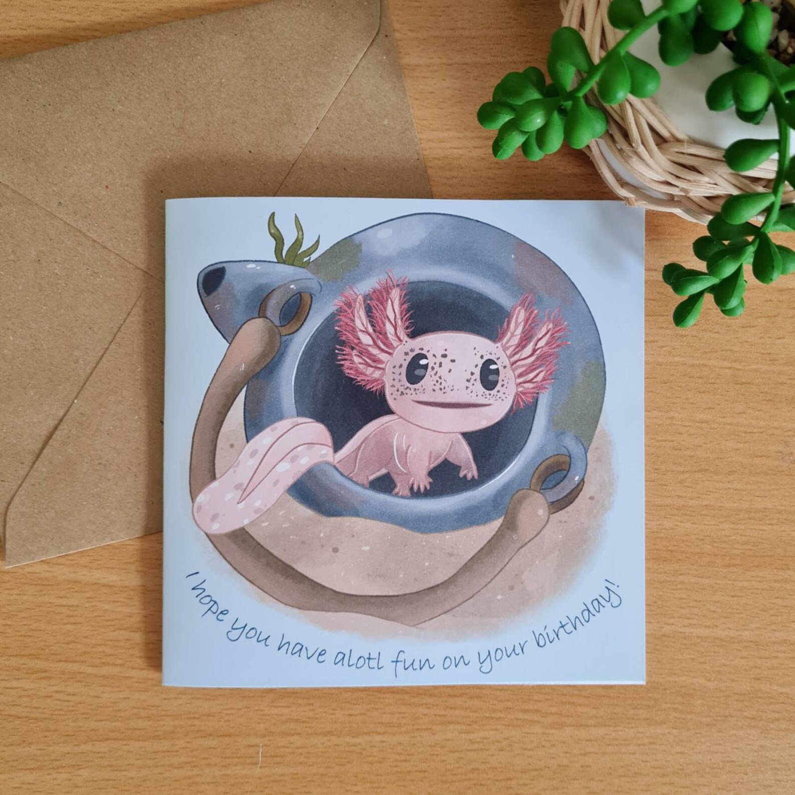 Axolotl Birthday Card Cute Axolotl Card Axolotl Kids Animal | Etsy