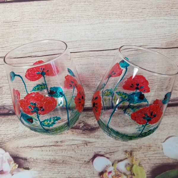 Poppy Wine Glass - Etsy