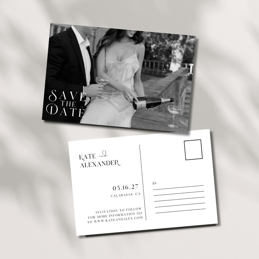 Postcard Save the Date Template | Minimal Modern Postcard Save the Date | 6x4 Postcard Digital ...