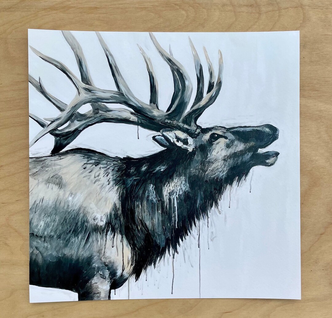 Elk Bugle Print 10x10 / Mountain Wildlife Wall Decor / Home Decor / Art ...