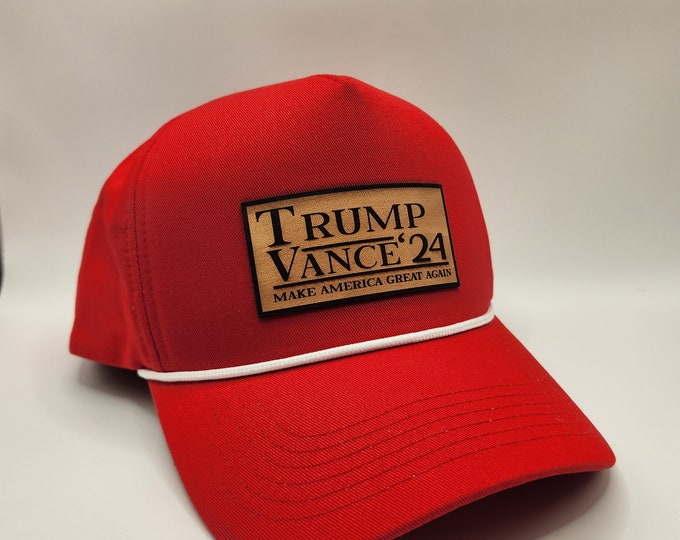 Trump Vance 2024 Red Rope Leather Patch Hat | Make America Great Again ...