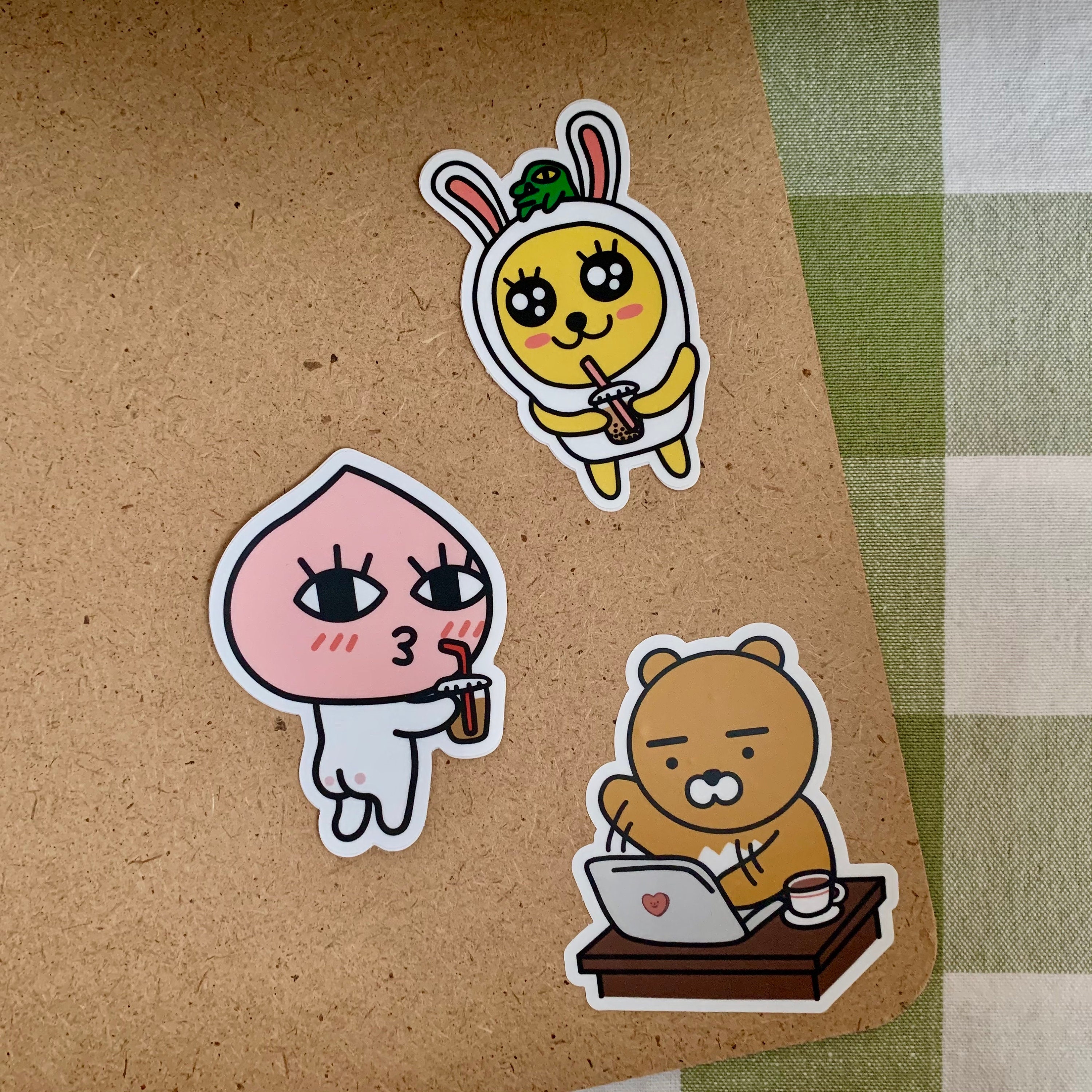Kakao Friends Stickers Cafe Ryan Boba Muzi & Con Iced - Etsy