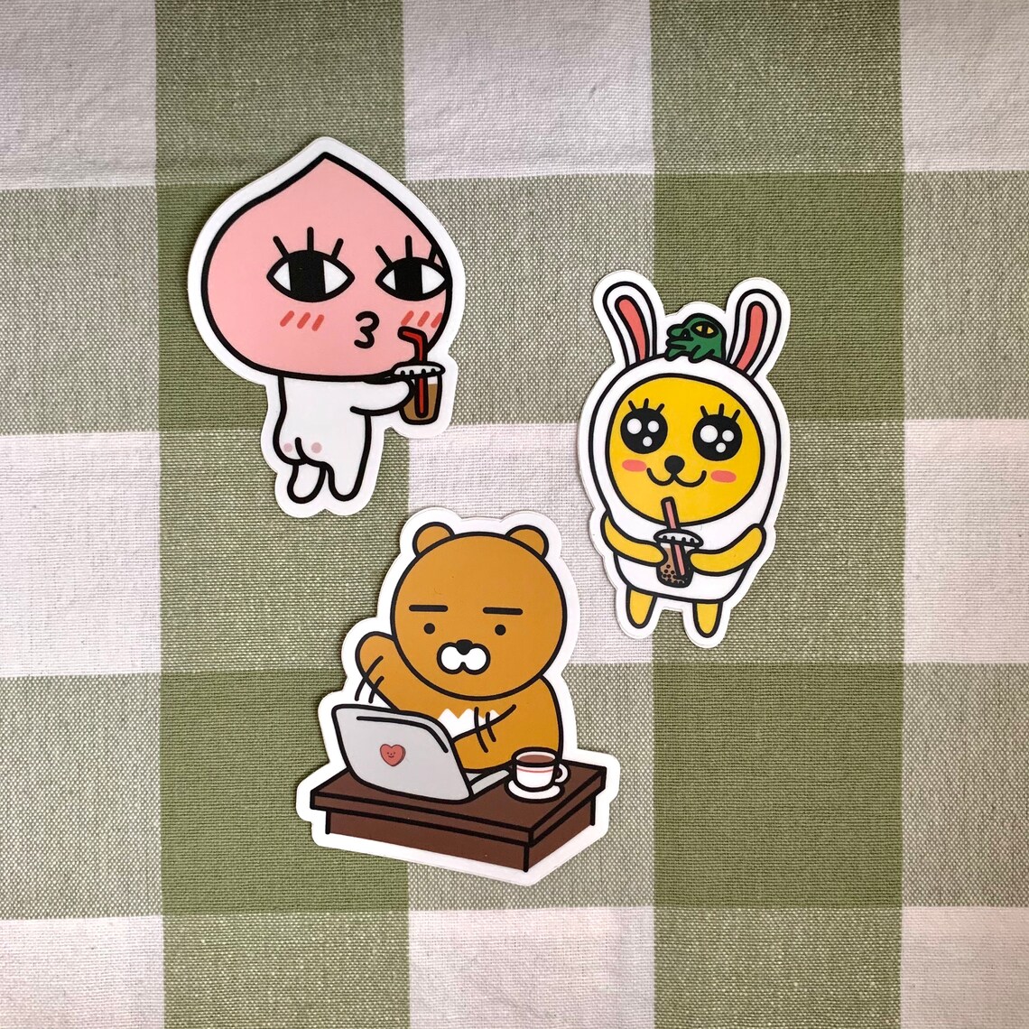 Kakao Friends Stickers Cafe Ryan Boba Muzi & Con Iced - Etsy