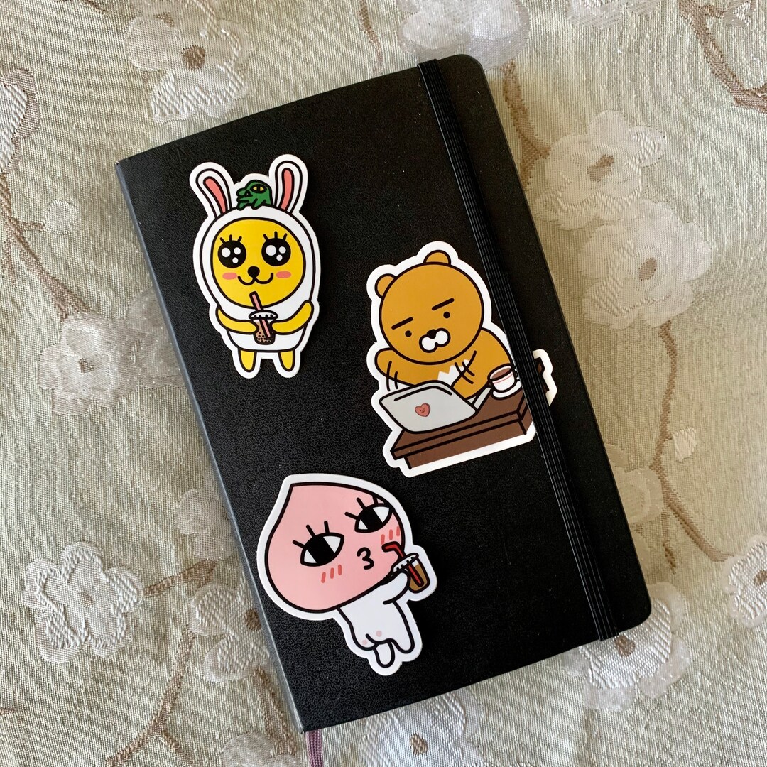 Kakao Friends Stickers | Cafe Ryan, Boba Muzi & Con, Iced Coffee Apeach ...