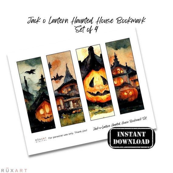Haunted House Printable Bookmarks Set of 4 Instant - Etsy