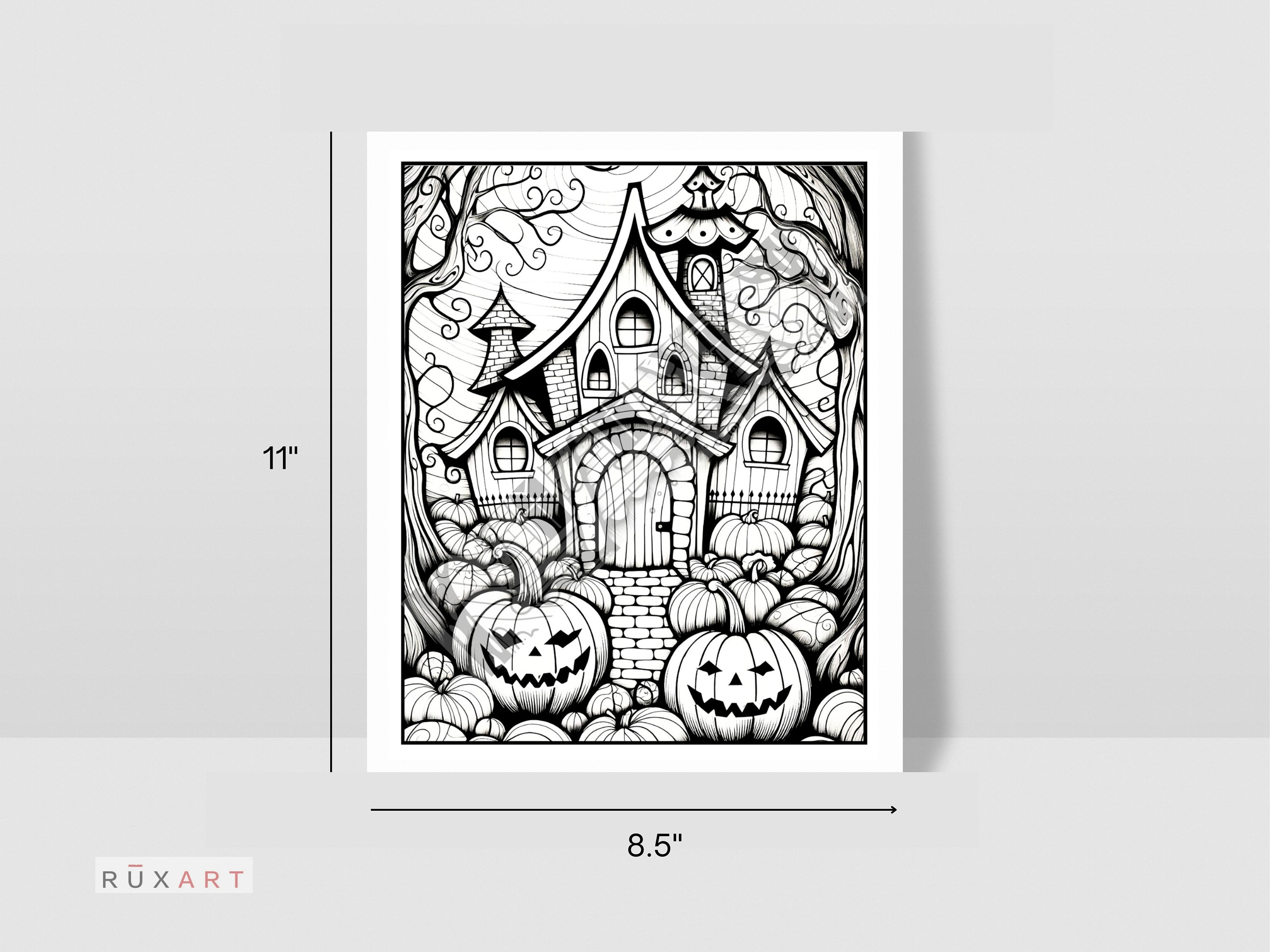10 Whimsical Haunted House Coloring Pages 8.5x11 Instant Download ...